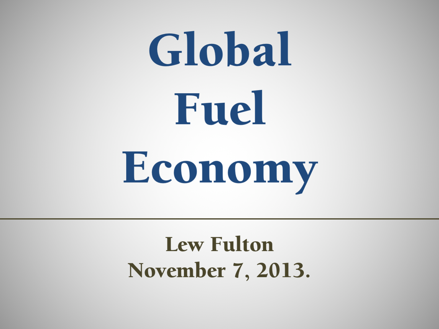 Global Fuel Economy - STEPS